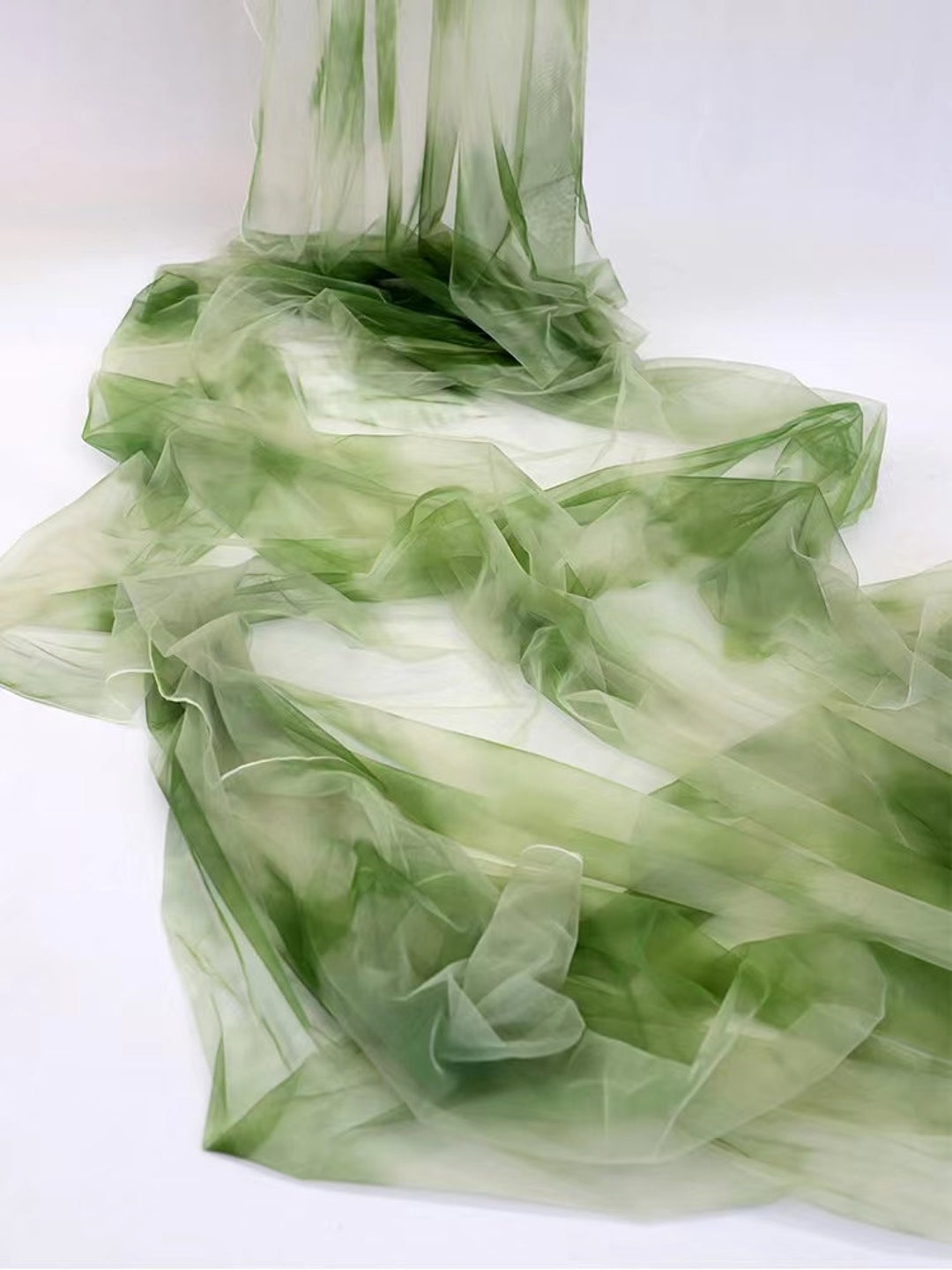 Green Rainbow Tulle Fabricoverstain Tulle Fabricombre Soft - Etsy