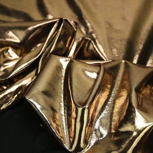 1 Yard Gold Shiny Fabric,metal Color Fabric,4way Stretch Spandex Fabric,silver Foil Print Fabric ...