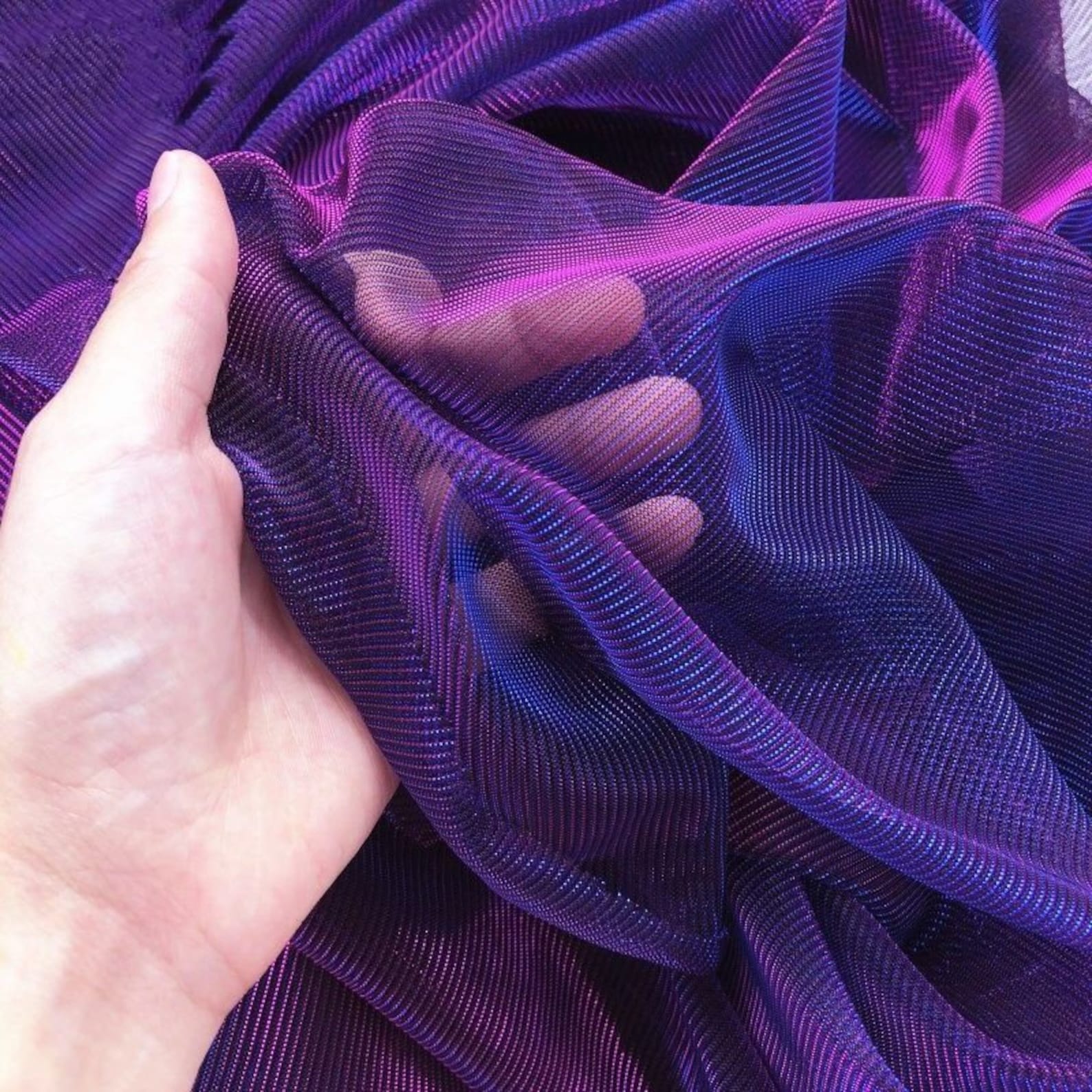 1yard Iridescent Purple Blue Mesh,2way Stretch Soft Smooth Magic ...