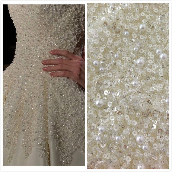 Off White Sequin Fabric