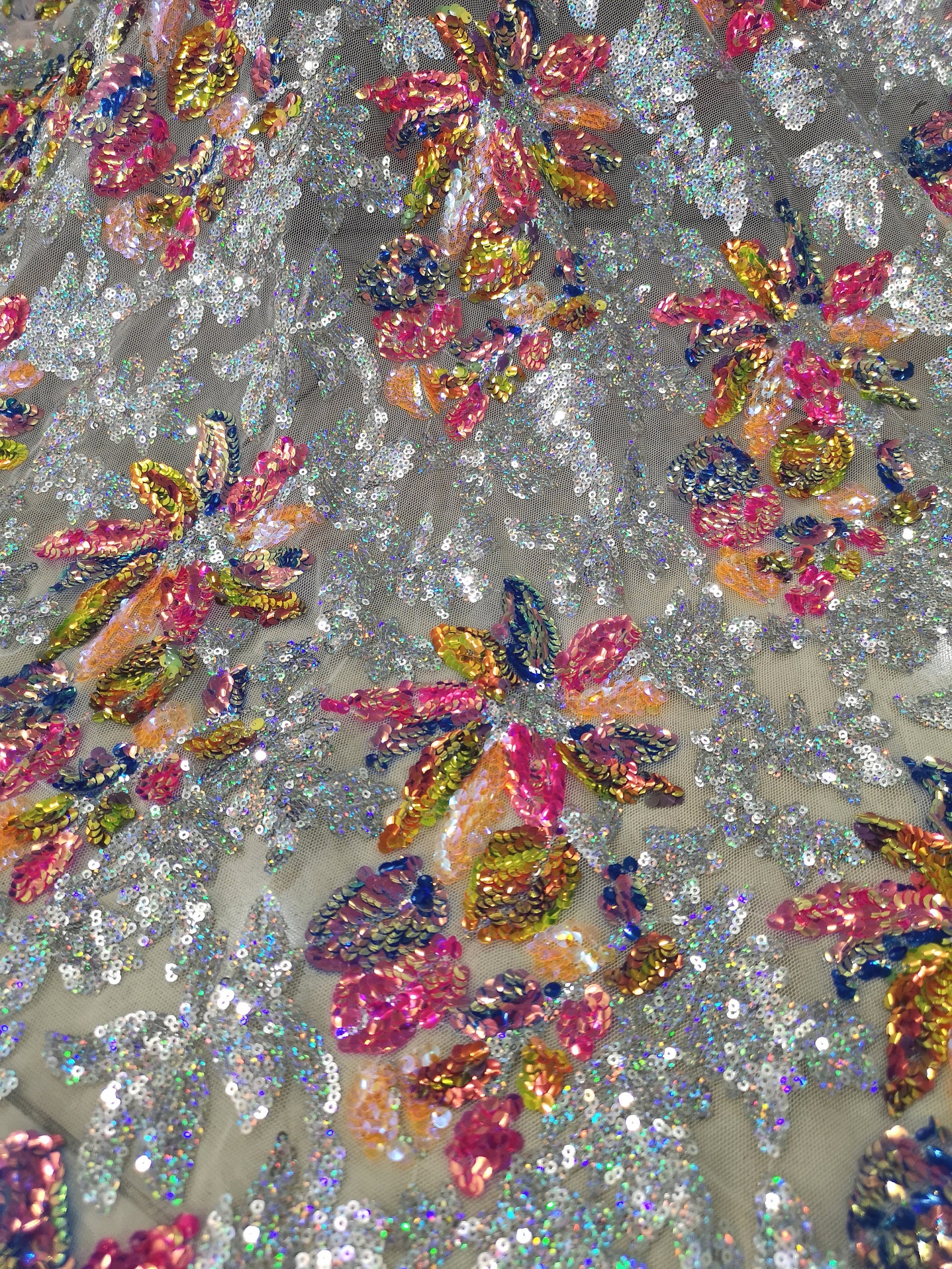 1 Yard 3D Floral Sequin Fabricmix Colors Flower Dress - Etsy