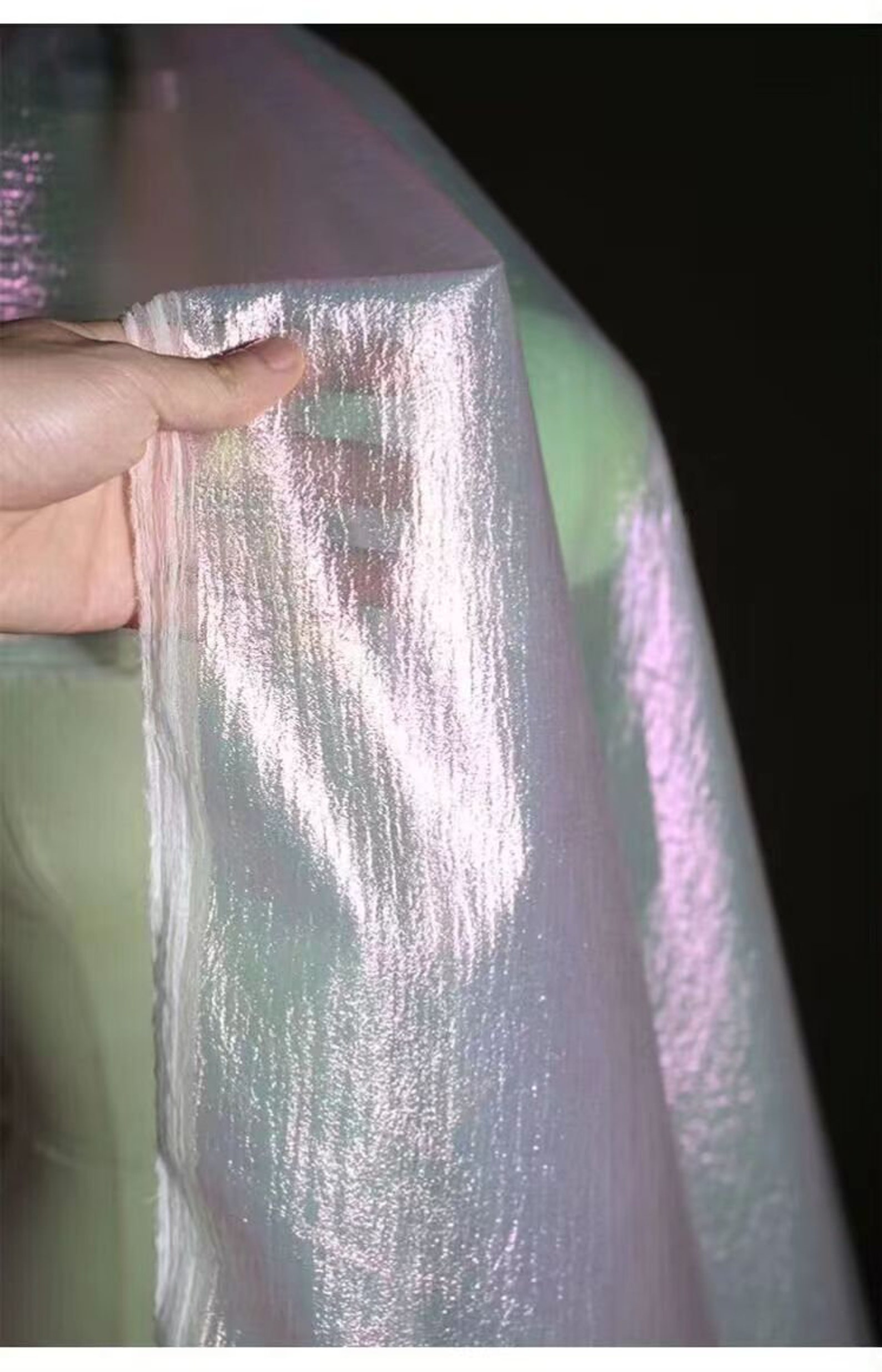 Iridescent Folds Pearl Yarn, Crinkle Sheer Organza Fabric,pleated ...