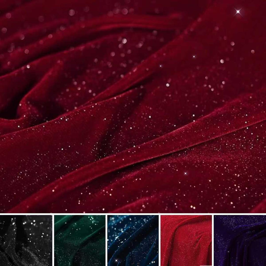Sparkle Glitter Velvet Fabric,glitter Threads Embroidery in Fabric ...