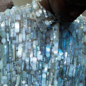 Crystal Blue Sequin Fabric of Strip Pattern,4styles Sequins Mesh Fabric ...