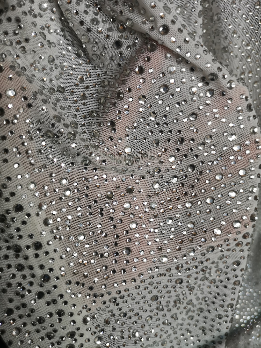 4way Stretch Heavy Rhinestone Fabric,full Crystal Silver Rhinestone ...