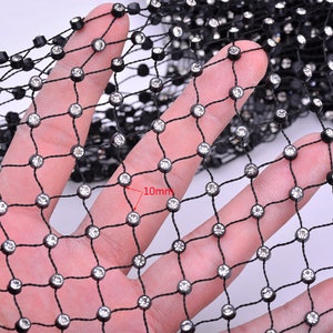 Wholesale!black& White Rhinestone Fishnet,37 Rows Elastic Beads Lace ...