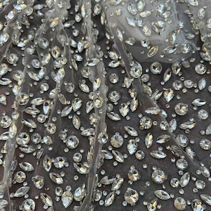 Crystal Silver Rhinestone Fabric,ombre Pattern of 3D Mix Shape ...