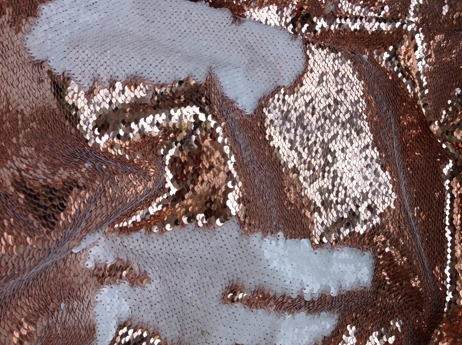 1 Yard Rose Gold/white Flip Sequin Fabricreversible Sequin | Etsy