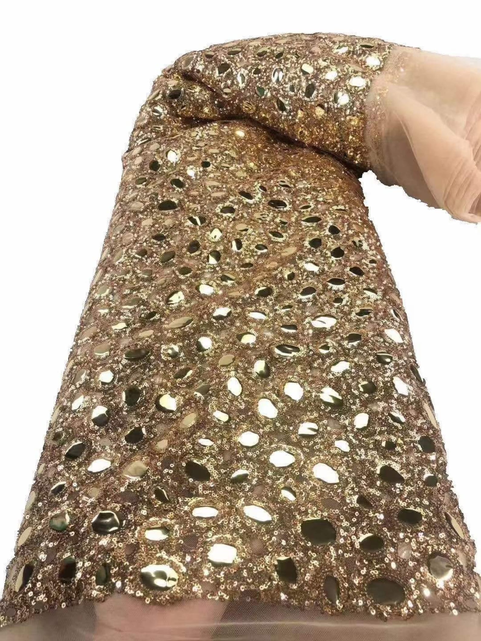 1 Yard Gold Sequin Fabric,sequin Dress Fabric,embroidery Sequin Mesh ...