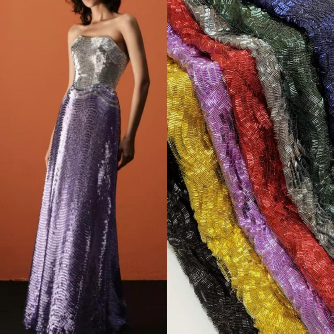 Sparkle Wave Sequin Fabric,3d Roll Rectangular Sequins on Mesh for ...