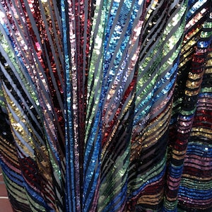 New!!high Quality 1 Yard Multicolor Sequin Fabric,stripe Sequin Dress ...