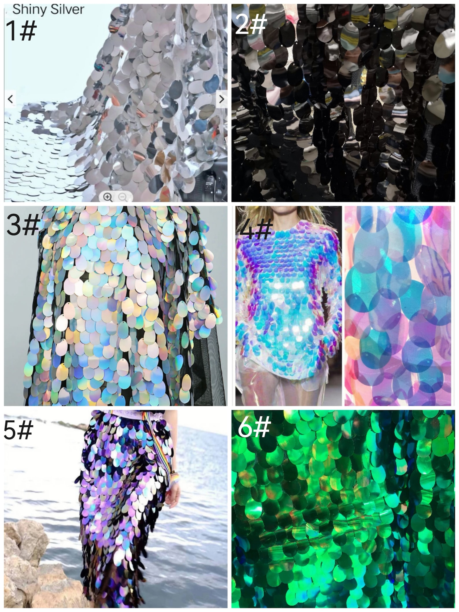 1yard Iridescent Mermaid Sequin Fabric,rainbow Jumbo Sequin Fabric ...