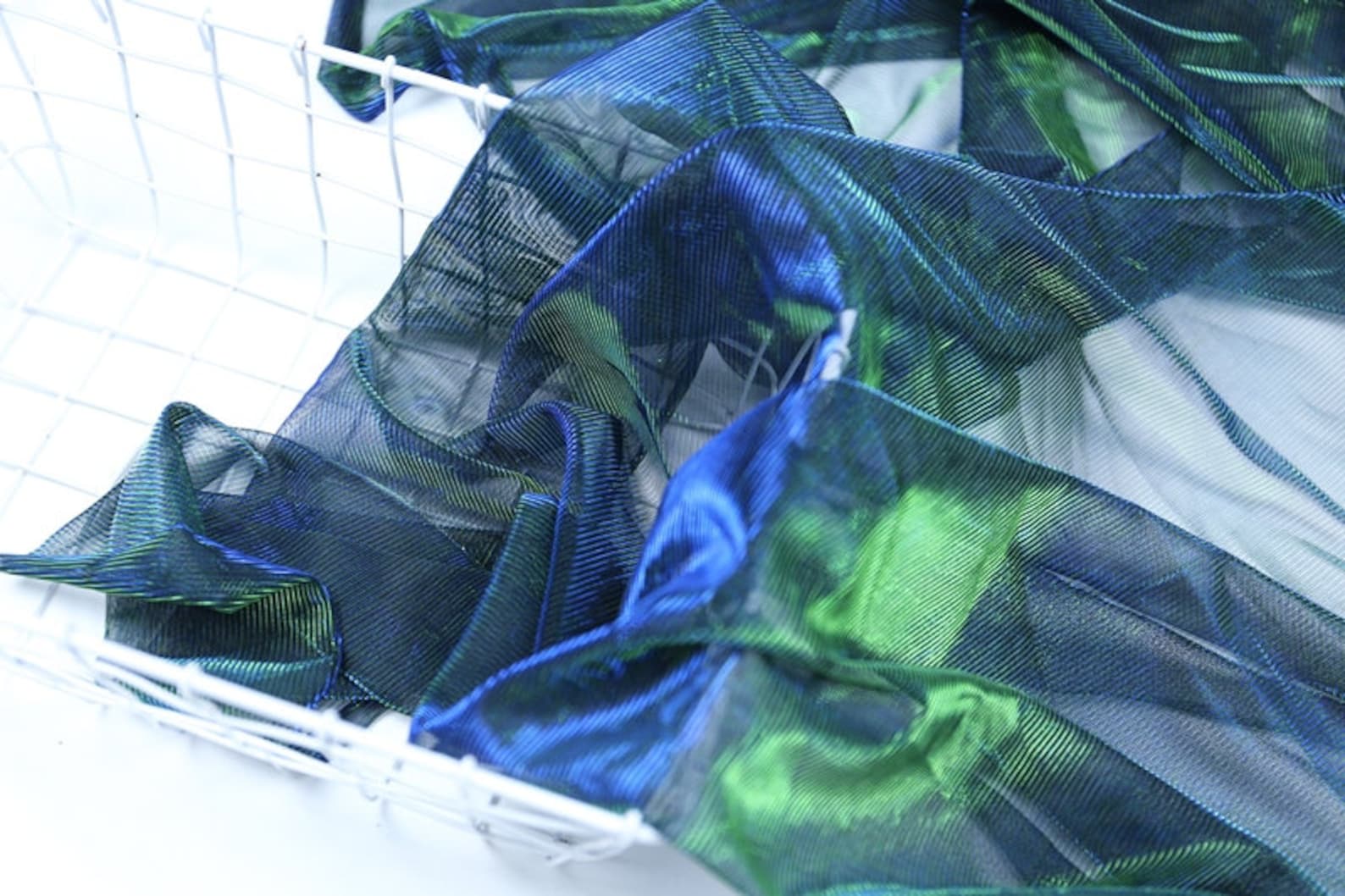 1yard Iridescent Blue Green Mesh Fabric2way Stretch Soft - Etsy