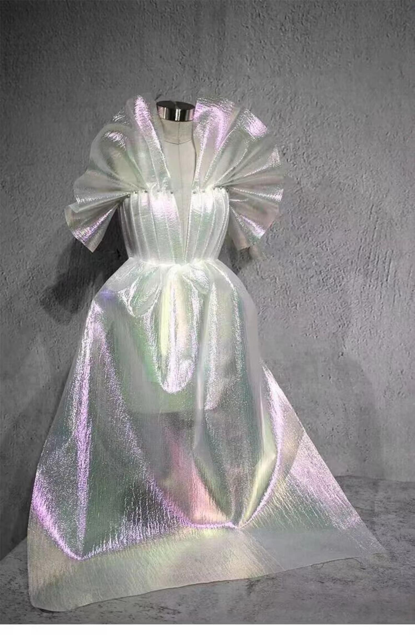 Iridescent Folds Pearl Yarn, Crinkle Sheer Organza Fabric,pleated ...