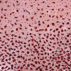 Crystal Red Rhinestone Fabric,3d Glass Stones Stick on Mesh,heavy Bead ...