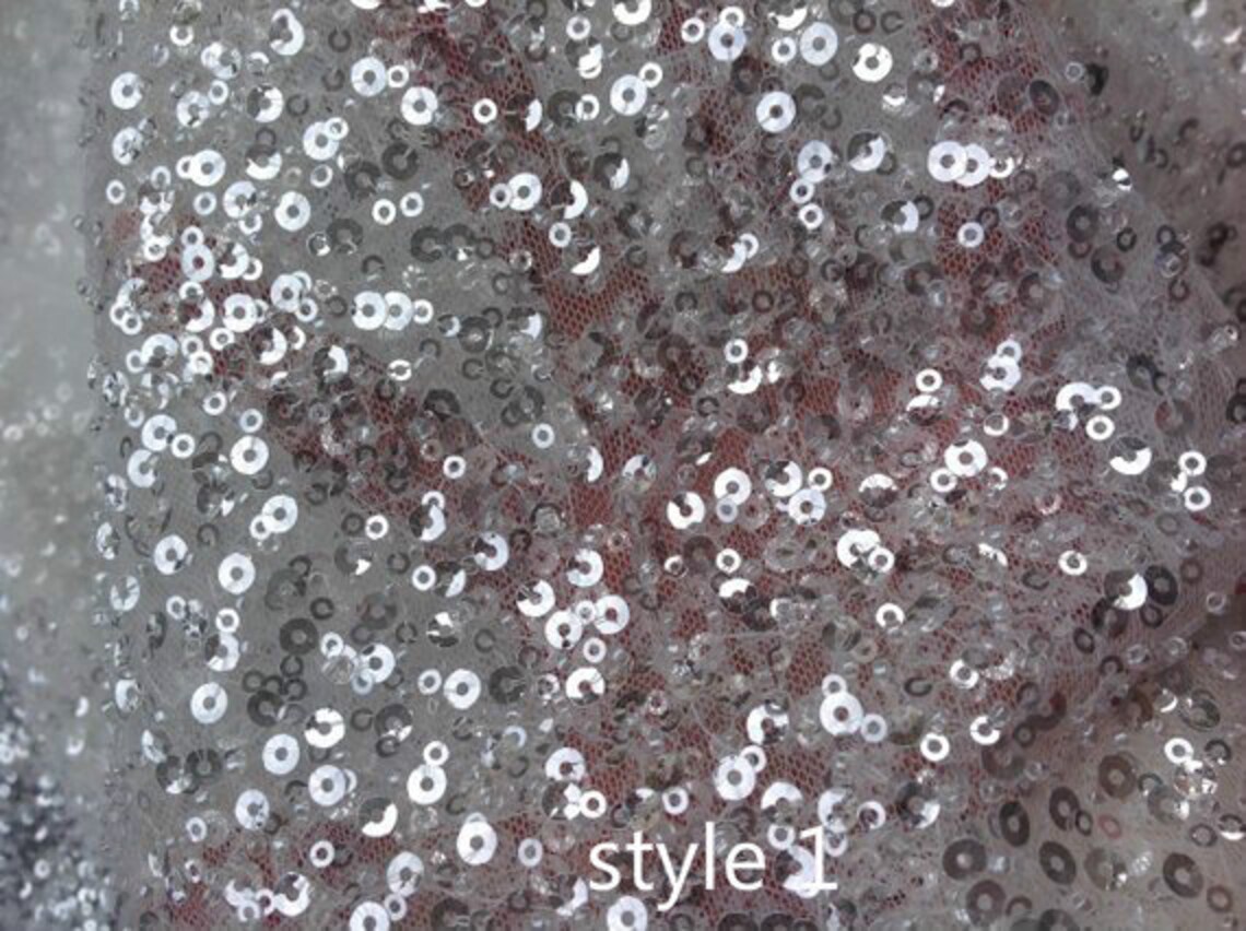 1yard Off- White Beaded,transparent Crystle Sequin Lace Fabric,wedding ...