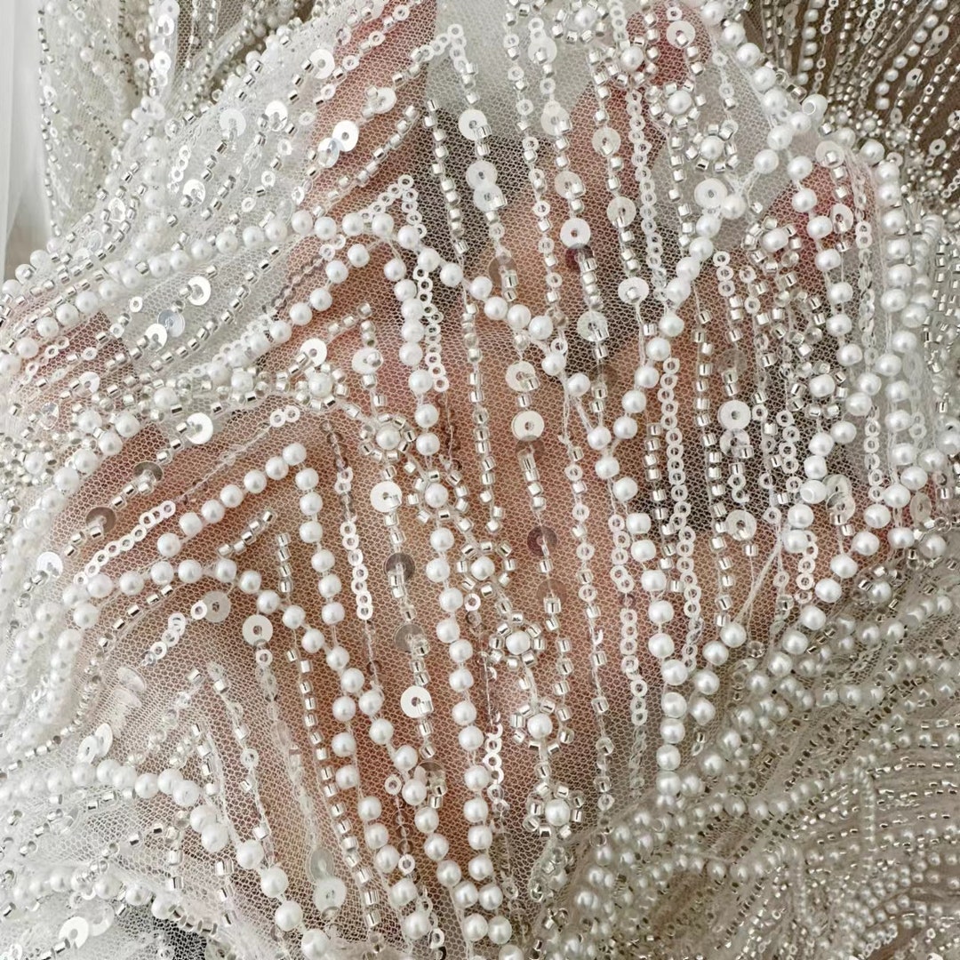 Heavy Crystal Bead Lace Fabric,3d Flower Bead Lace,embroddery Lace ...