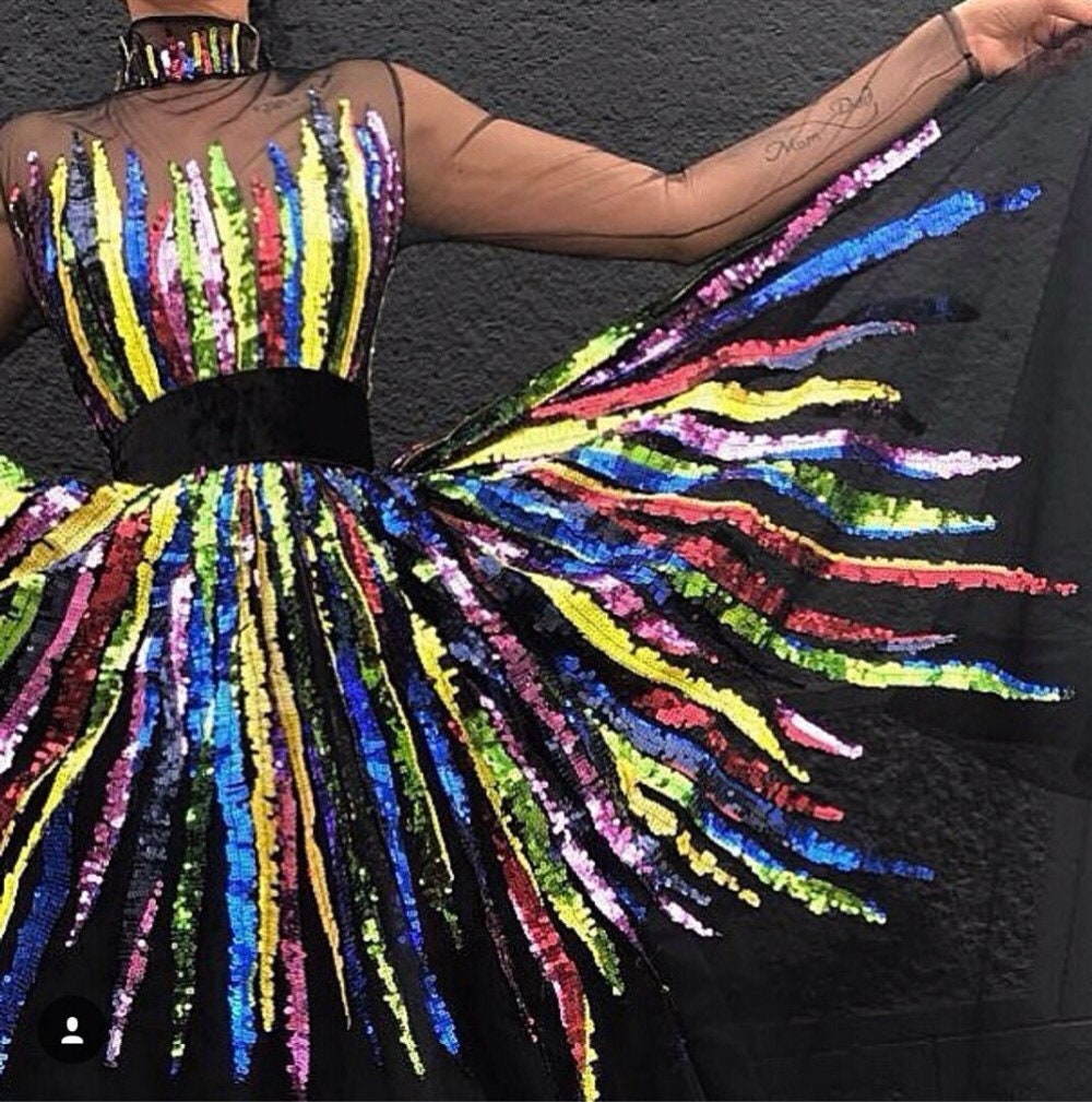 New Design1 Yard Multicolor Sequin FabricMix Colos Sequin | Etsy