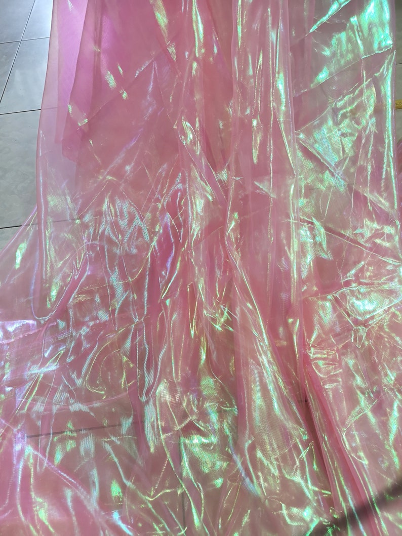 1yard Iridescent Rose Pink Gauze Fabricholographic Organza - Etsy