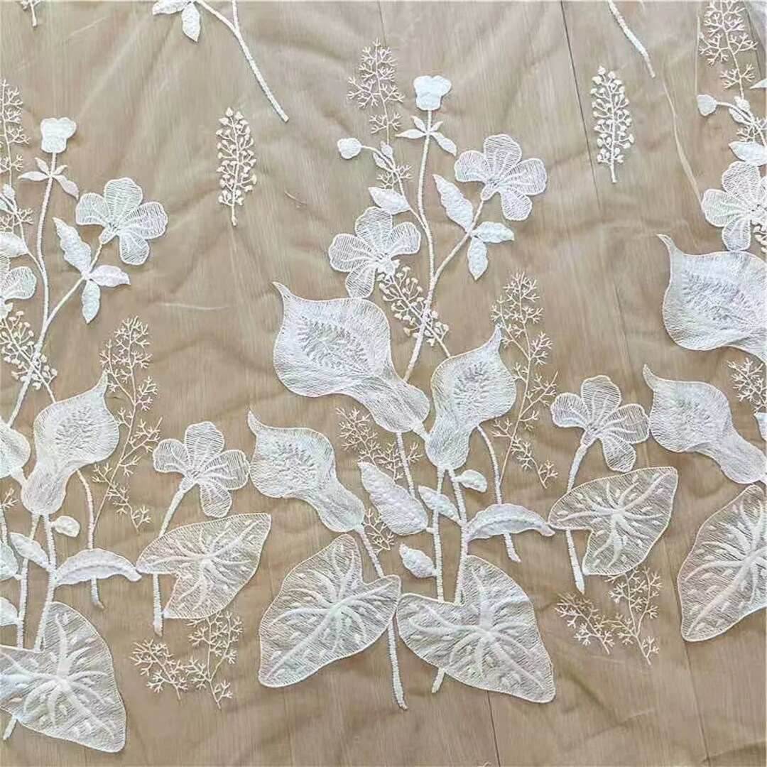 Lotus Flower Lace Fabric,soft Smooth Embroidery Flowers Lace,bridal ...