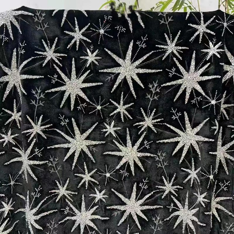 Beaded Velvet Fabric - Etsy