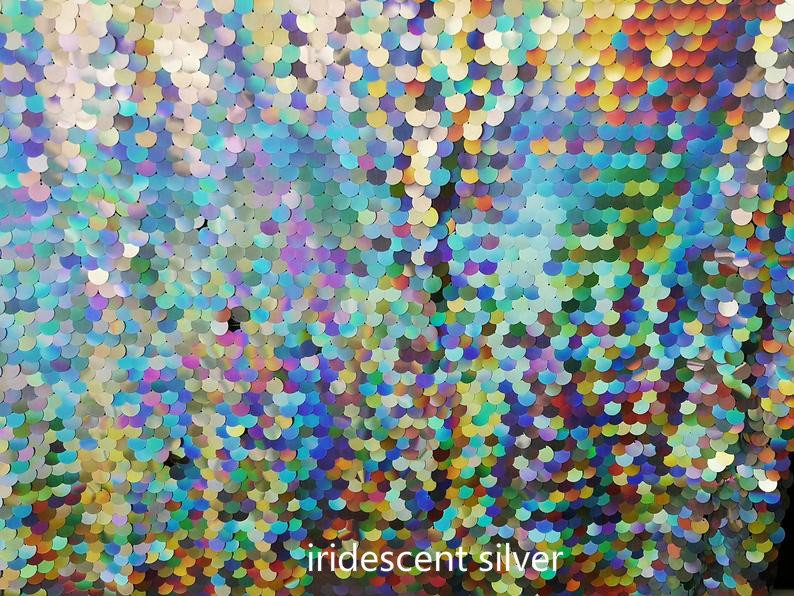 Iridescent Silver Sequin Fabric,sparkle Reflective Matellic Mesh Sequin ...