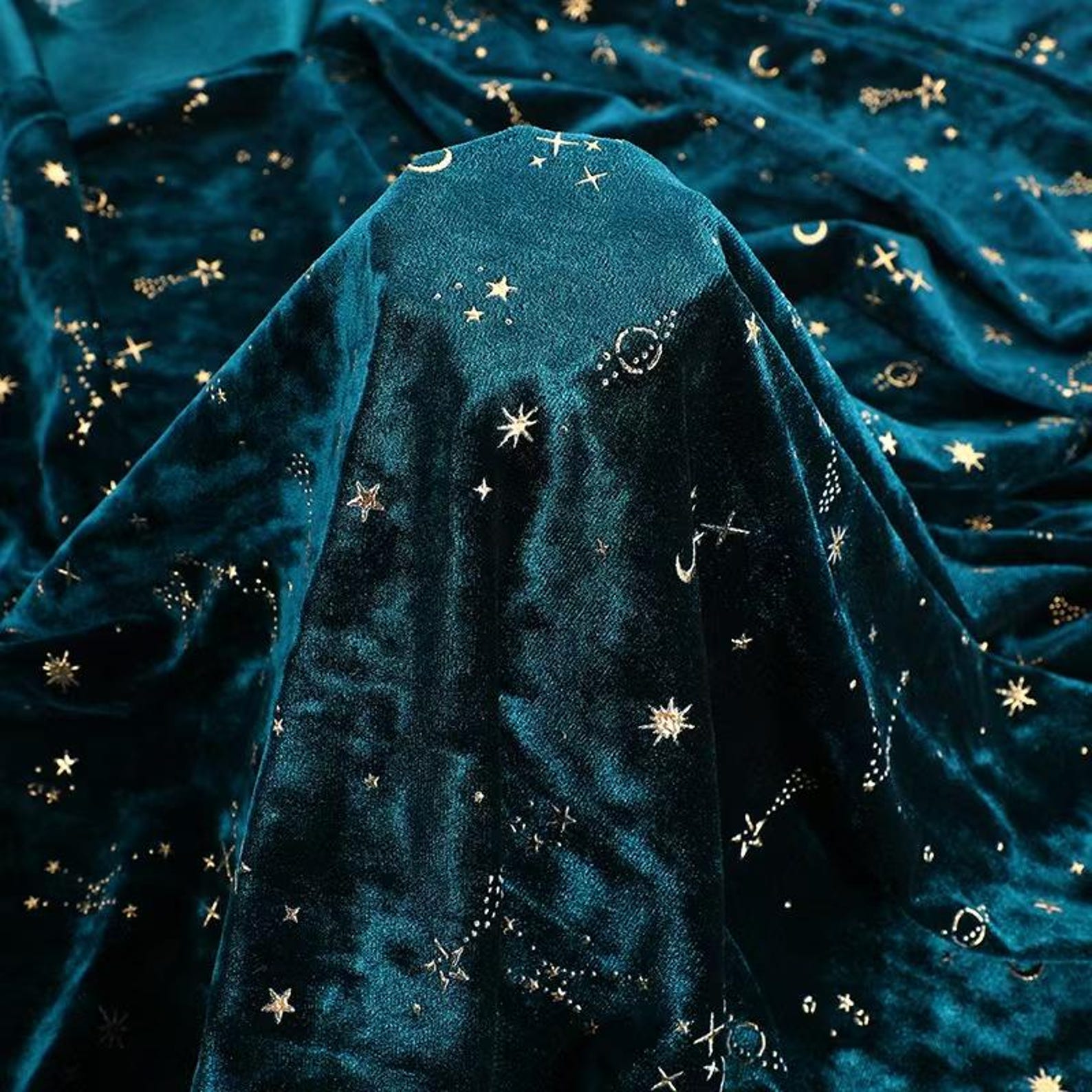 4way Stretch Navy Starry Sky Velvet Fabric,blue Soft Smooth Silk ...