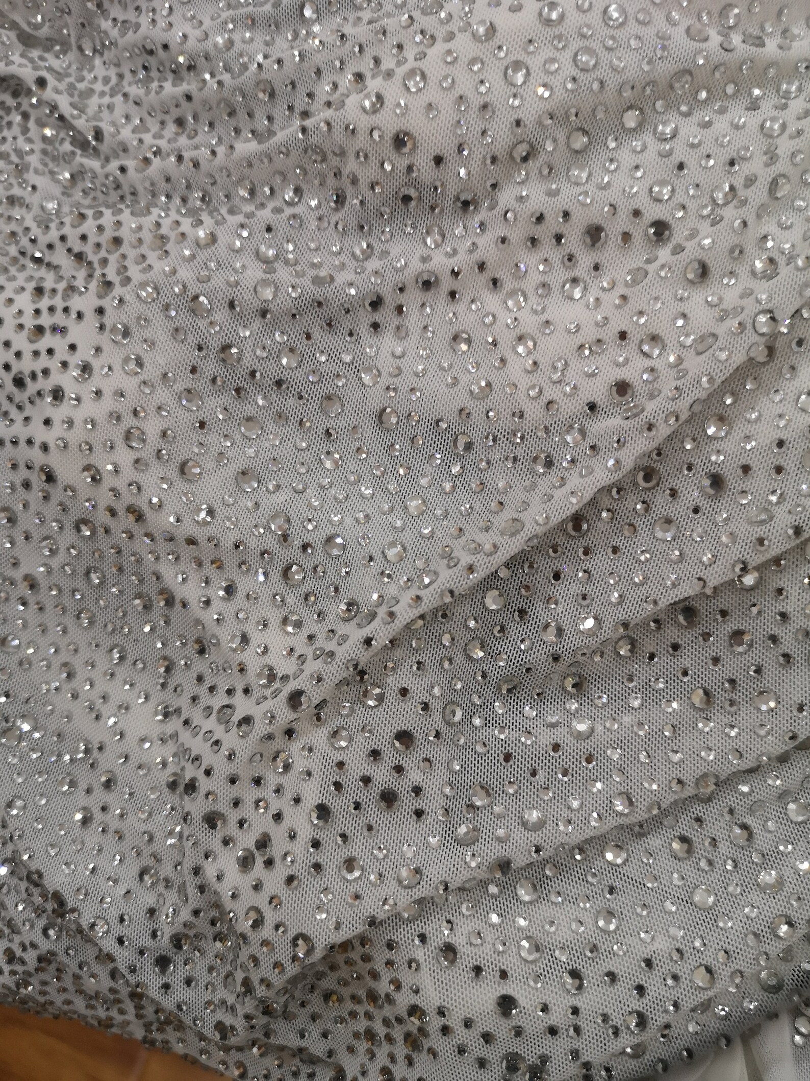 4way Stretch Heavy Rhinestone Fabricfull Crystal Silver - Etsy