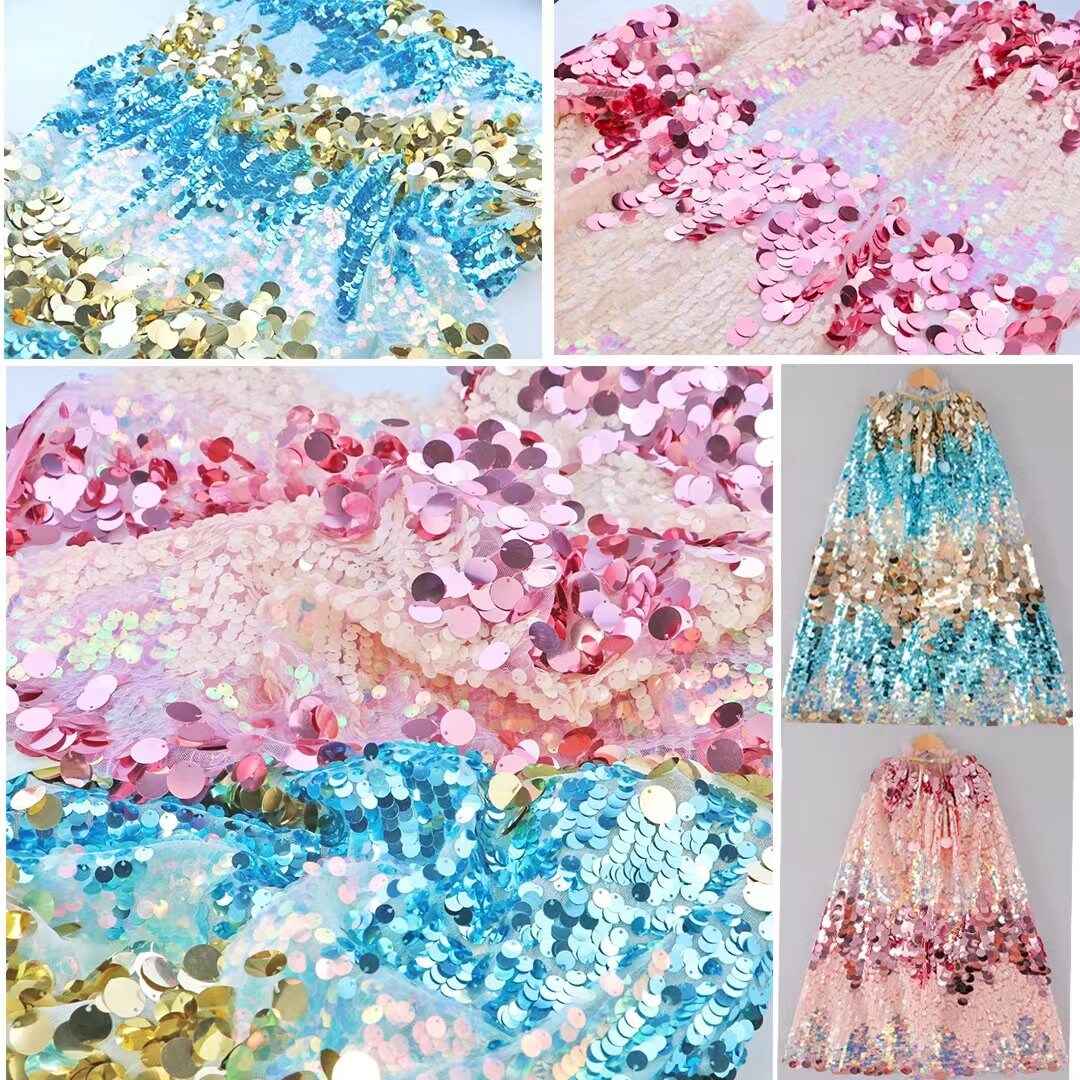 1yard Multicolor Sequin Fabric,mix Colors of 18MM9MM Sequins Embroidery ...