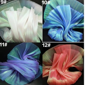 1yard Mermaid Pleated Organza Fabric,stiff and Smooth Iridescent ...
