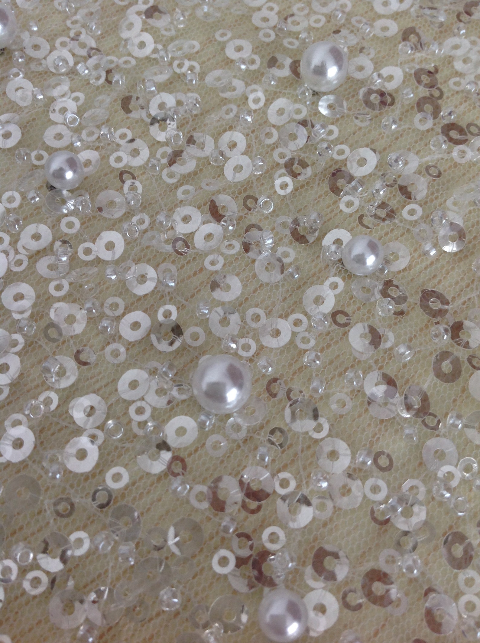 1yard Off- White Beaded,transparent Crystle Sequin Lace Fabric,wedding ...