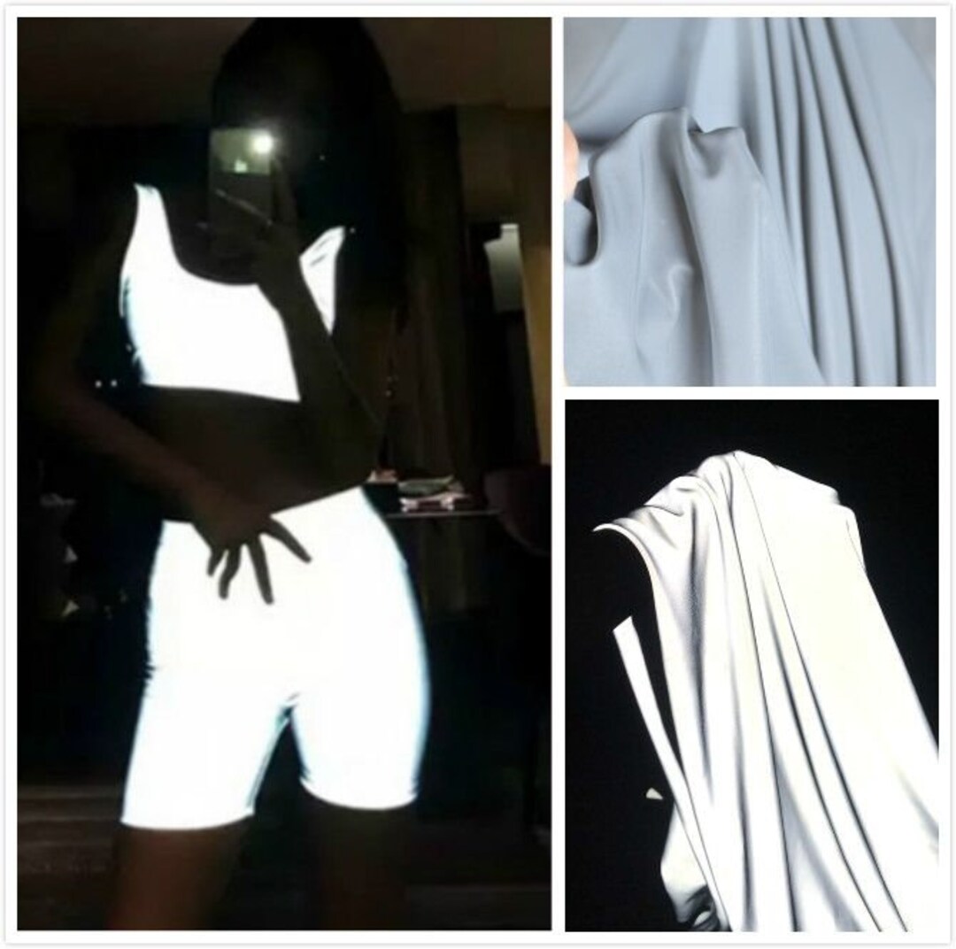 1 Yard 4way Stretch Dark Reflective Fabric,grey Reflect Silver Fabric ...