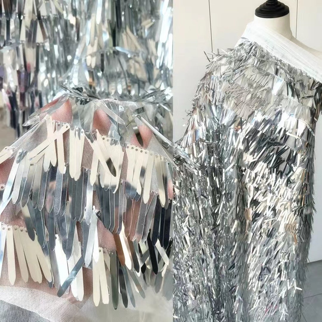 Silver Sequin Fabric,geometry Fabric,mermaid Sequin,multicolor Kimono ...
