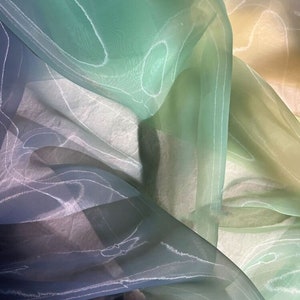 1 Yard Gradient Organza Fabric,grey Green Yellow Gradual Change Tulle ...