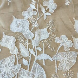 Lotus Flower Lace Fabric,soft Smooth Embroidery Flowers Lace,bridal ...