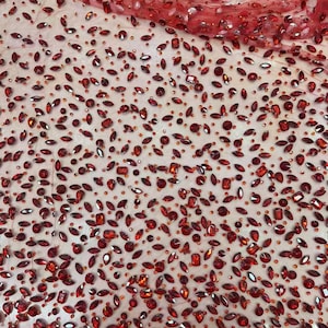 Crystal Red Rhinestone Fabric,3d Glass Stones Stick on Mesh,heavy Bead ...