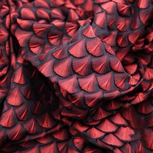 3D Red Fish Mermaid Jacquard Fabric,relief Tapestry Satin,embossed ...