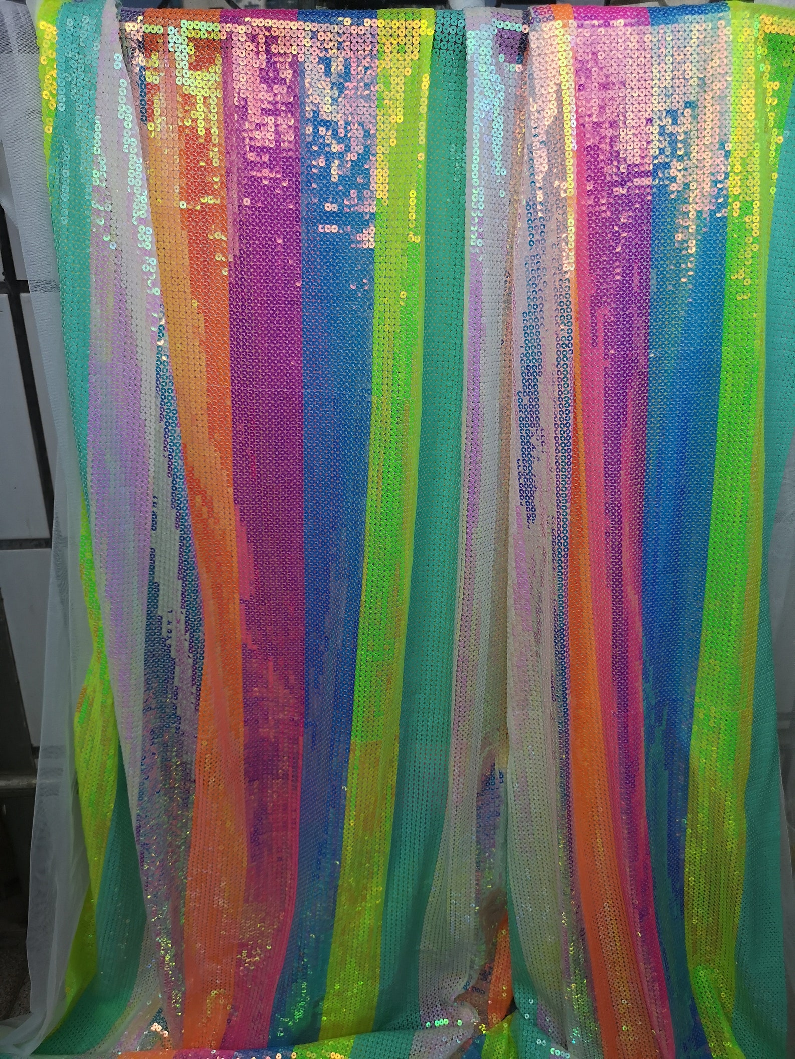 1 Yard Rainbow Strip Sequin FabricMix 6 Colors Flower | Etsy