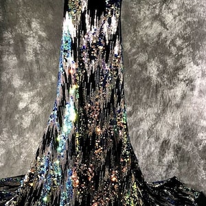 1yard Iridescent Velvet Sequin Fabric,embroidery Sequin Velvet Fabric ...