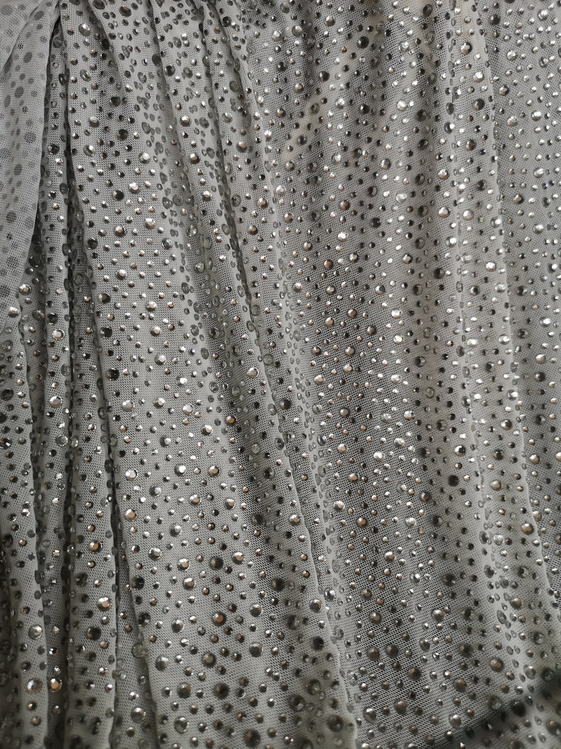 4way Stretch Heavy Rhinestone Fabricfull Crystal Silver - Etsy