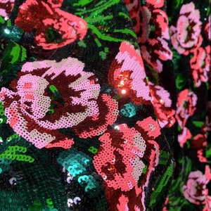 Gorgeous Rose Flower Sequin Fabric,heavy Embroidery Floral Chiffon Lace ...