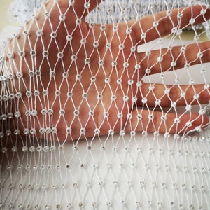 Wholesale!black& White Rhinestone Fishnet,37 Rows Elastic Beads Lace ...