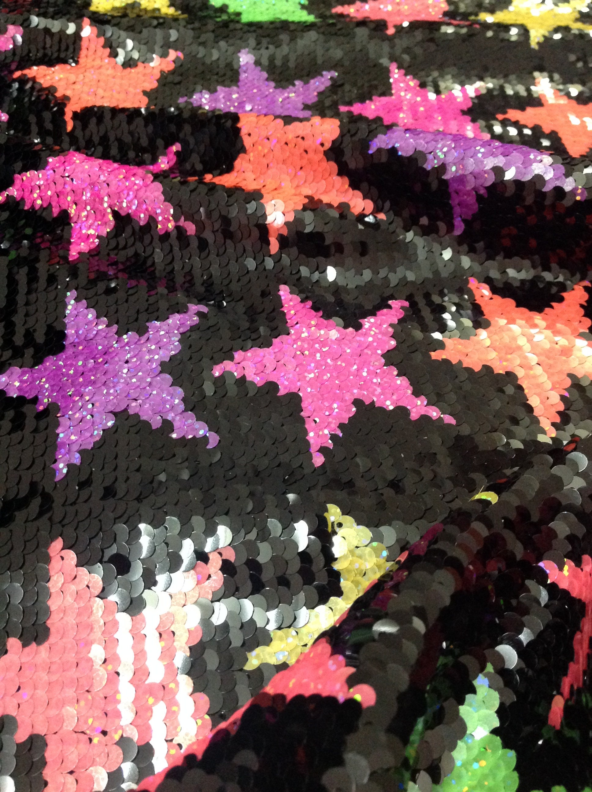2019New 1 yard Multicolor Stars Sequin FabricReversible | Etsy