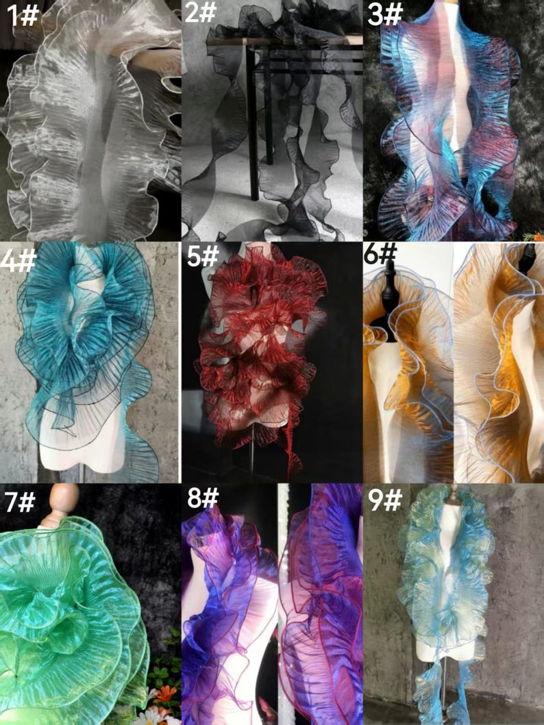 3D Clear off White Organza Lotus Lace Trim,transparent Pleated Lace ...