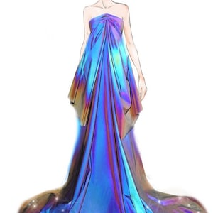 1 Yard 4-way Stretch Midnight Reflective Fabric,iridescent Rainbow ...