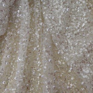 1yard Off- White Beaded,transparent Crystle Sequin Lace Fabric,wedding ...