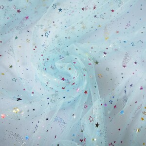 Wholesale!1yard Iridescent Star Tulle Fabric,star Print on Tulle Fabric ...