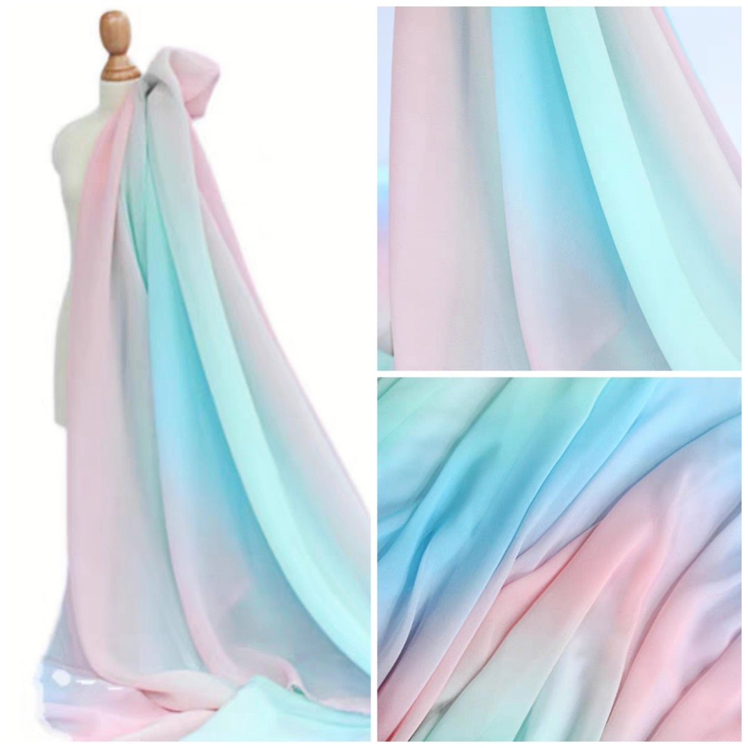 Wholesale Rainbow Chiffon Fabric,colorful Chiffon Fabric.soft Smooth ...