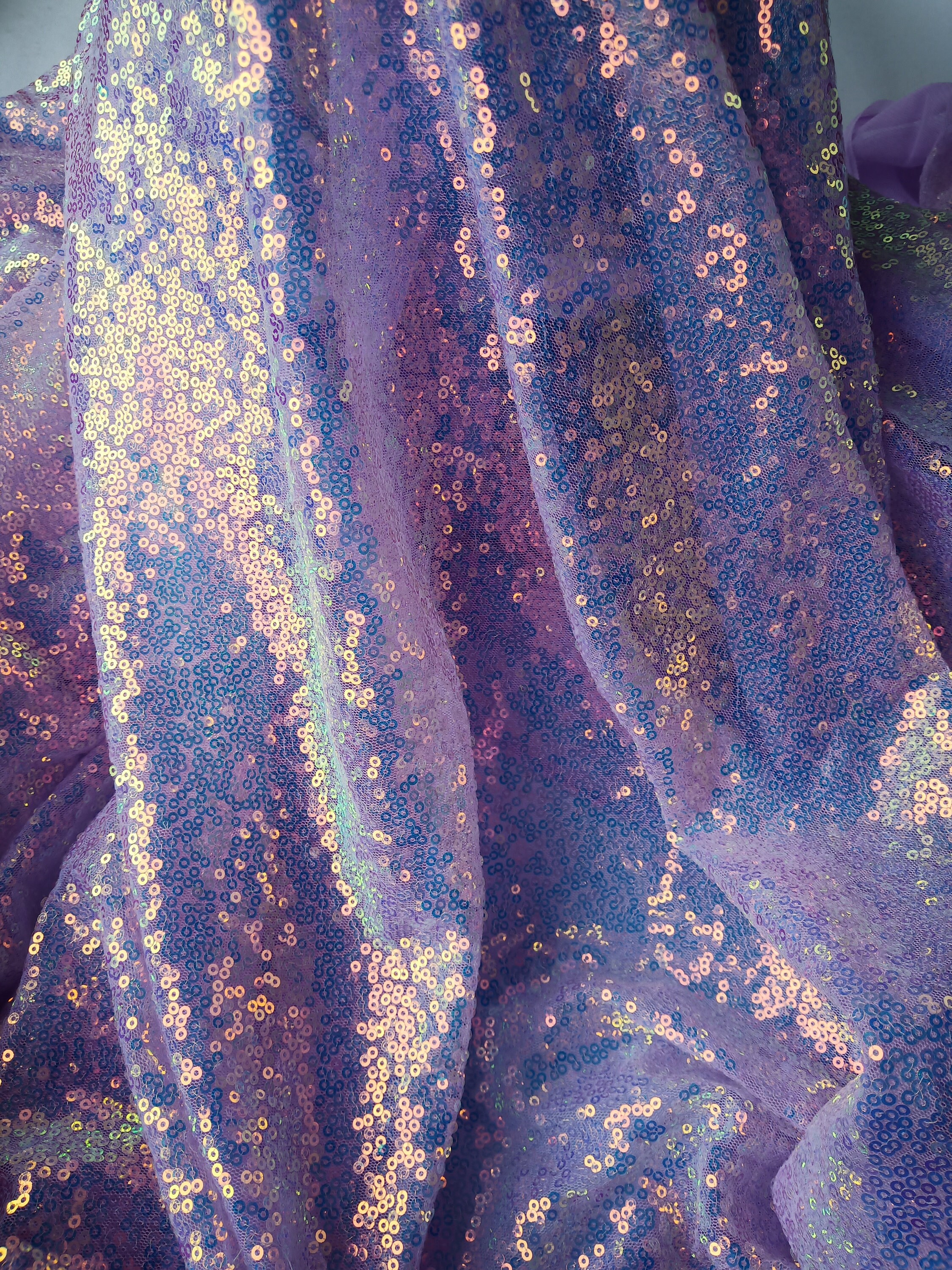 1yard Iridescent Purple Sequin Fabric,holographic Background,glitter ...