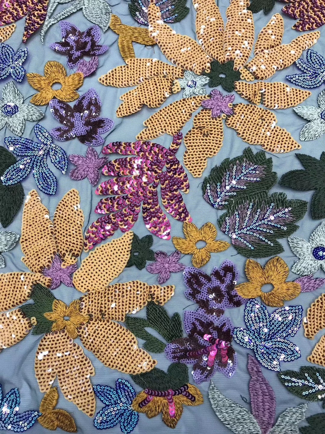 5Yards Embroiderey Floral Sequin FabricVintage Lace | Etsy